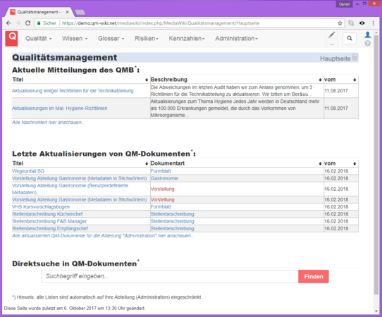 QM-WIKI: Qualitäts­management­software für ISO9001 – DIQA-Homepage